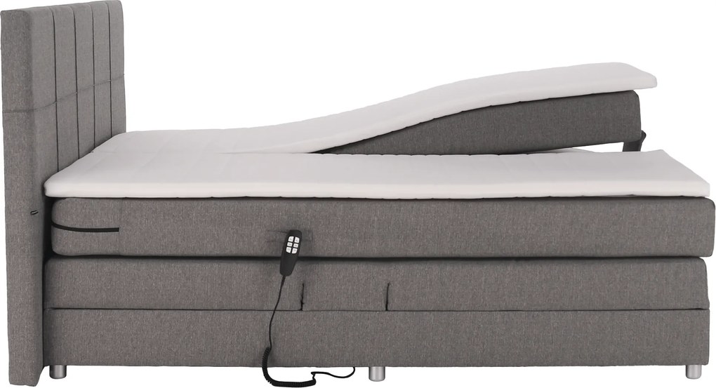 Elektrická polohovací postel, boxspring, šedá, 160x200, MURKO NEW
