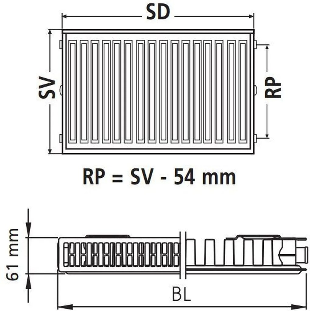 Kermi Therm X2 Profil-kompakt deskový radiátor 11 300 / 2000 FK0110320