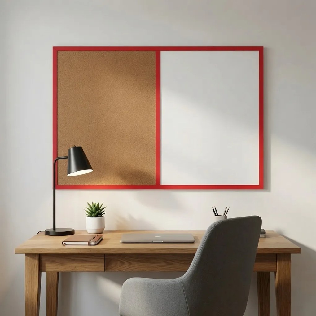 Toptabule.sk Kombinovaná tabule v červeném dřevěném rámu COLOR 90x60 cm