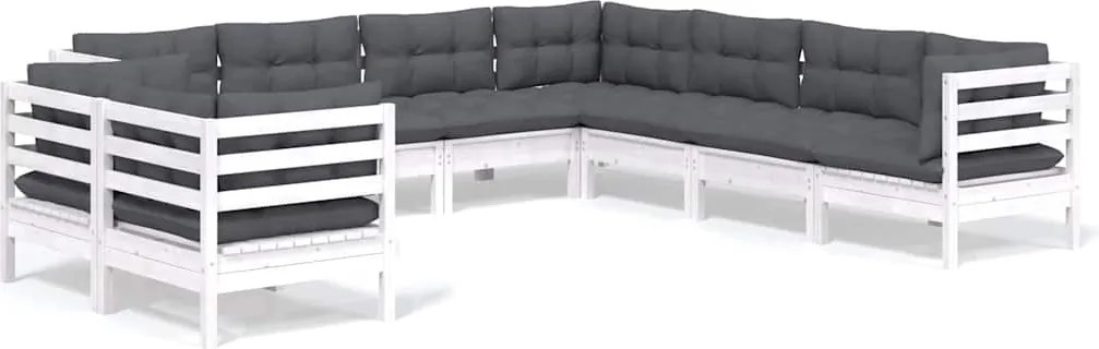 9dílná zahradní sedací souprava podušky bílá masivní borovice 3096900