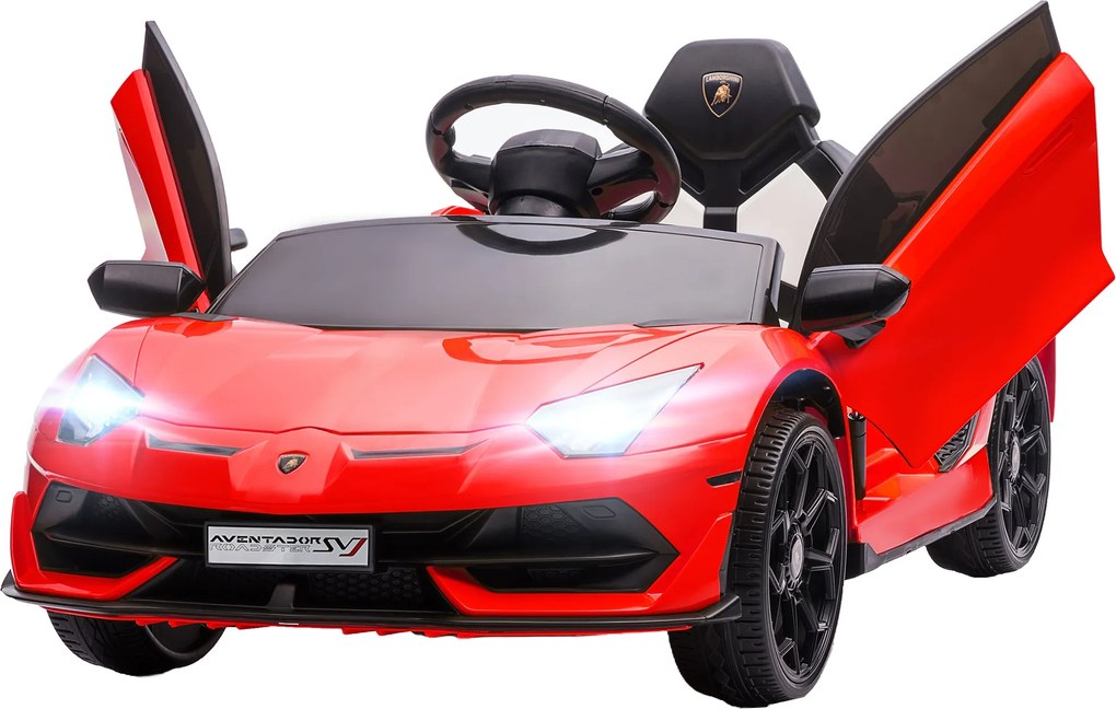HOMCOM Dětské elektrické auto LAMBORGHINI AVENTADOR SVJ ROADSTER 12V s dálkovým ovládáním 2.4G, 2 motory, dětské auto s MP3 klaksonem, hudbou, jemným