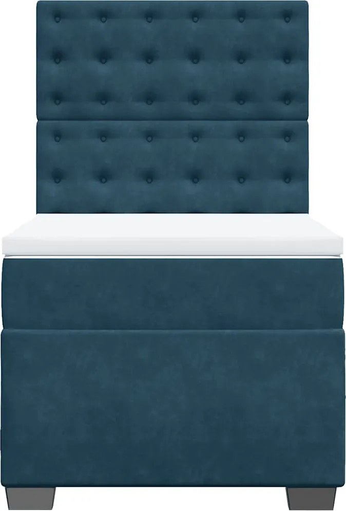 Box spring postel s matrací modrá 80 x 200 cm samet 3290778