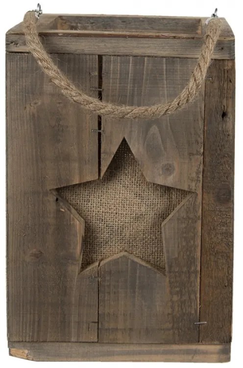Dřevěná retro lucerna s hvězdou Star – 19x19x28 cm