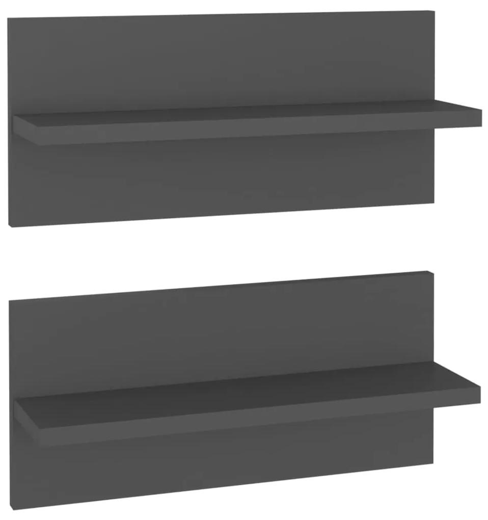 vidaXL Nástěnné police 2 ks šedé 40 x 11,5 x 18 cm dřevotříska