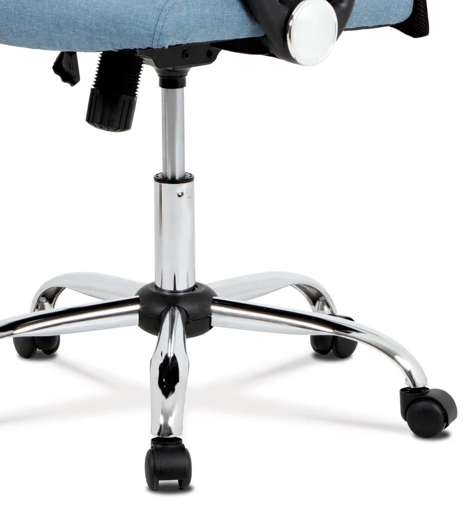 Kancelářská židle TOMI, modrá látka, síťovina MESH