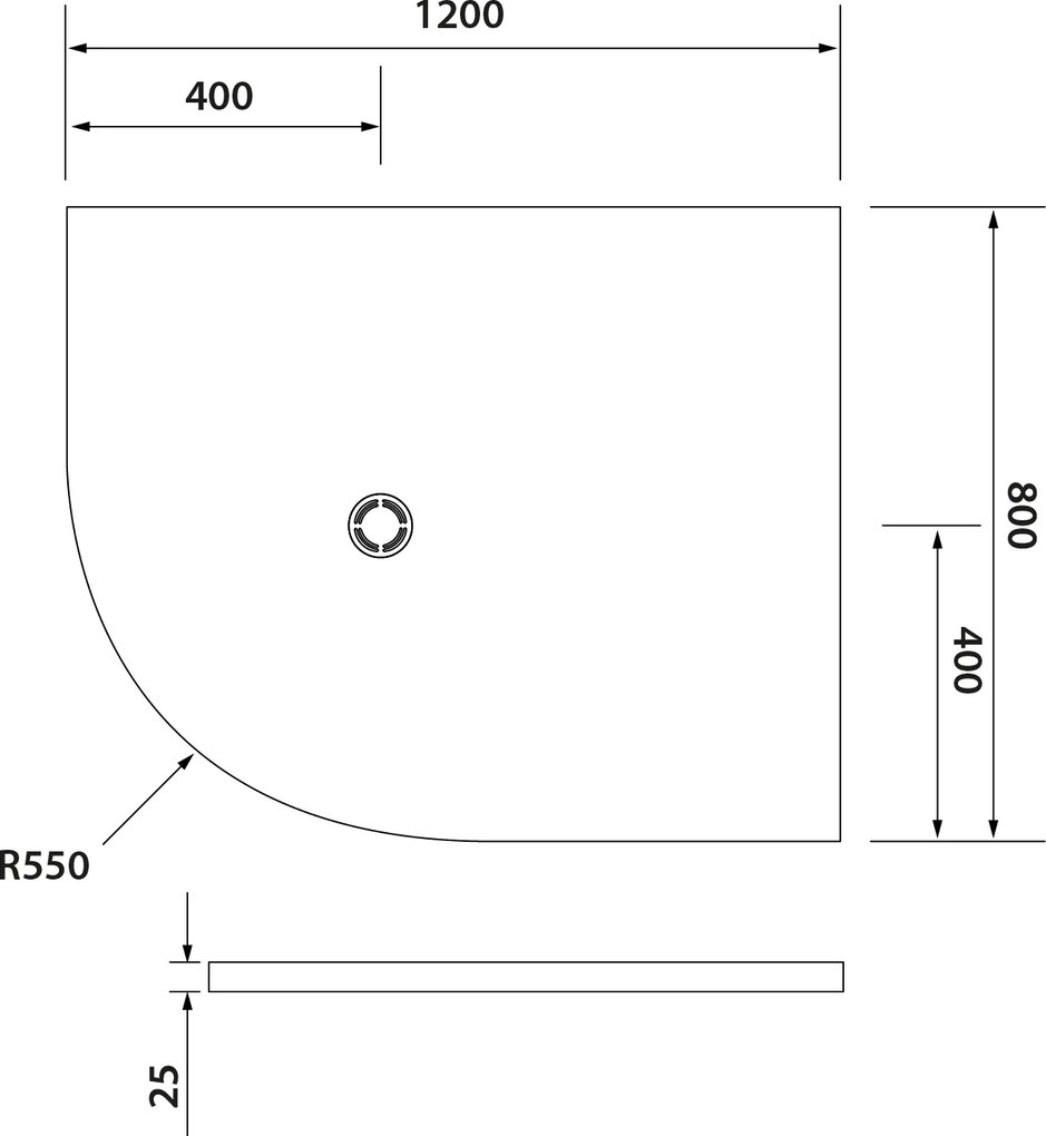 Polysan FLEXIA 120 x 80 x 2,5 cm 91291 sprchová vanička s možností úpravy rozměru pravá