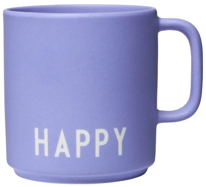 DESIGN LETTERS Porcelánový hrnek Lilac Happy 300 ml, fialová barva, porcelán