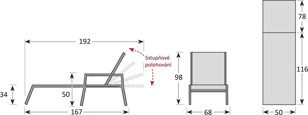 Doppler ACTIVE - zahradní hliníkové lehátko - Rozbalené zboží (N606)