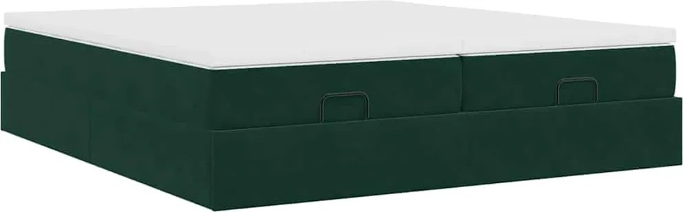 Osmanský rám postele s matrací tmavě zelená 200x200cm samet 3311270