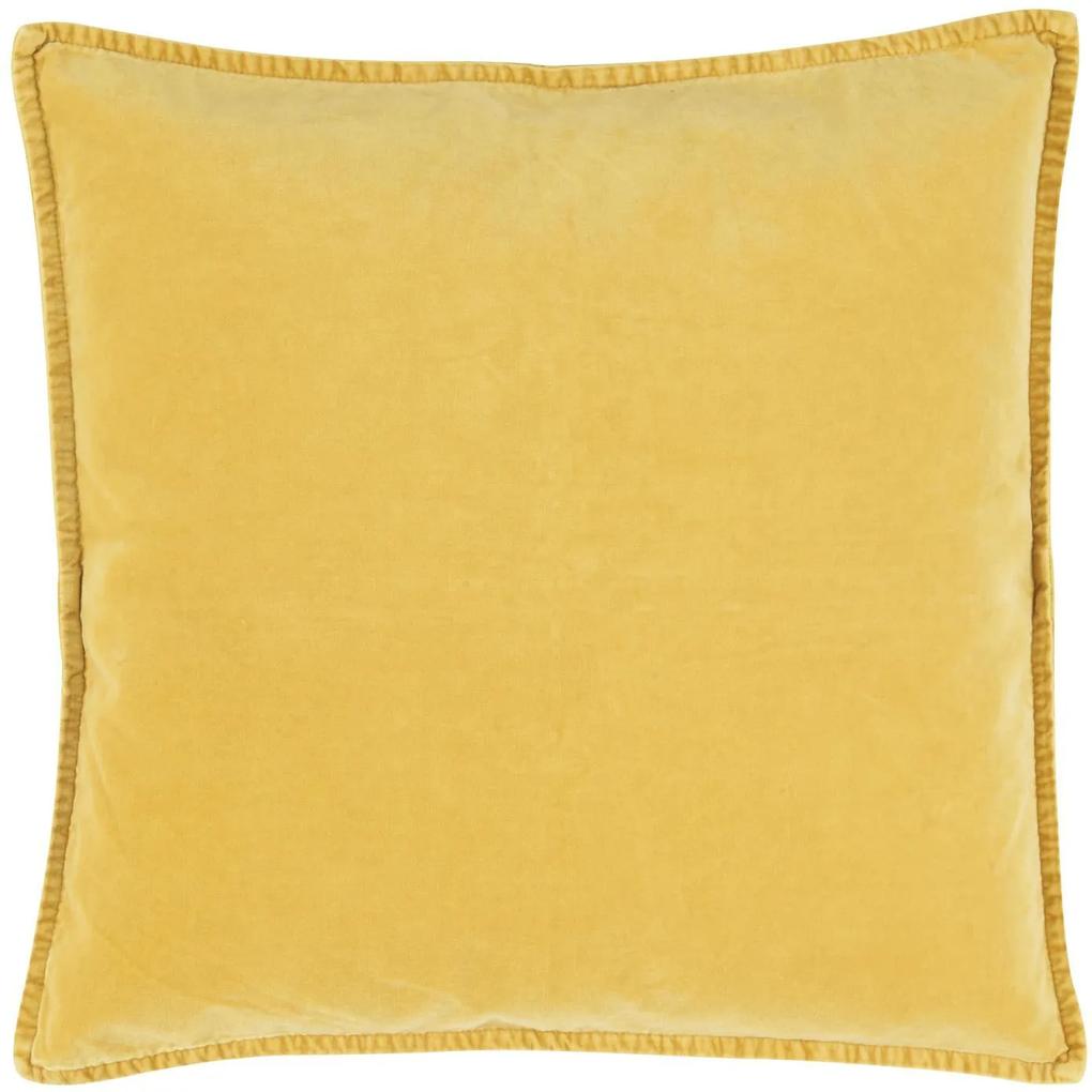 IB LAURSEN Sametový povlak na polštář Lemon Drop 52×52 cm, žlutá barva, textil