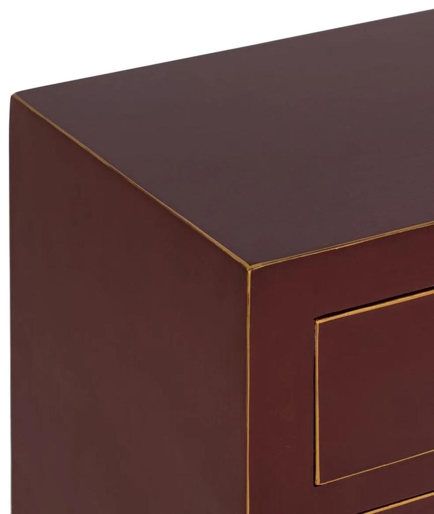 BigBuy Home Noční stolek v cihlově červené barvě z jedlového dřeva a MDF, rozměry 45 x 30 x 66 cm