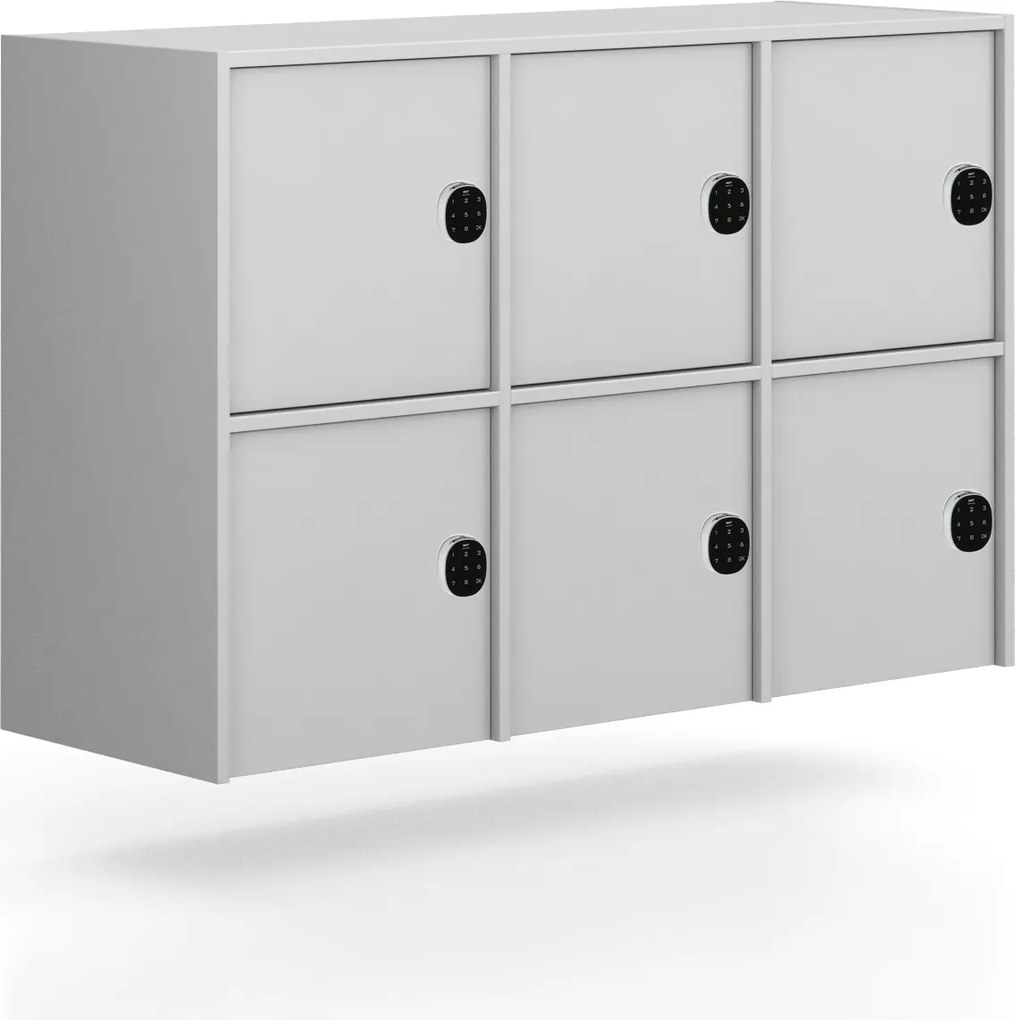 Nástavba pro skříně FRAME, 6x dveře, 1299 x 450 x 854 mm, kódový zámek, šedá