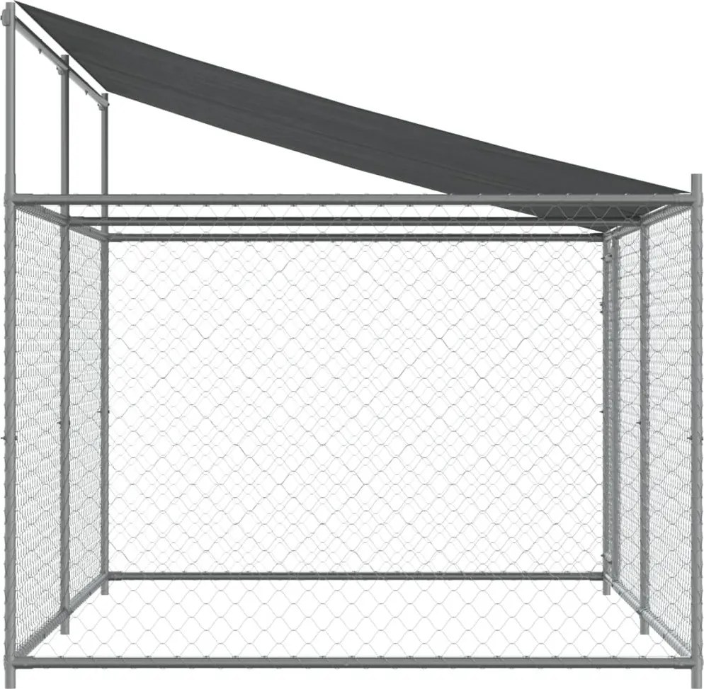 vidaXL Klec pro psy se střechou a dvířky šedá 4x2x2 m pozinkovaná ocel [3209568]