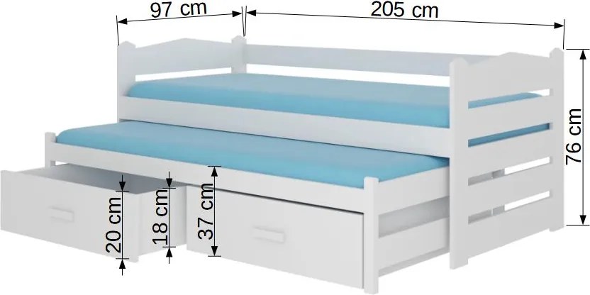 ADRK Furniture Postel dvojitá s matracemi TIARRO 200x90 CH-Tia-W-206+M-E399