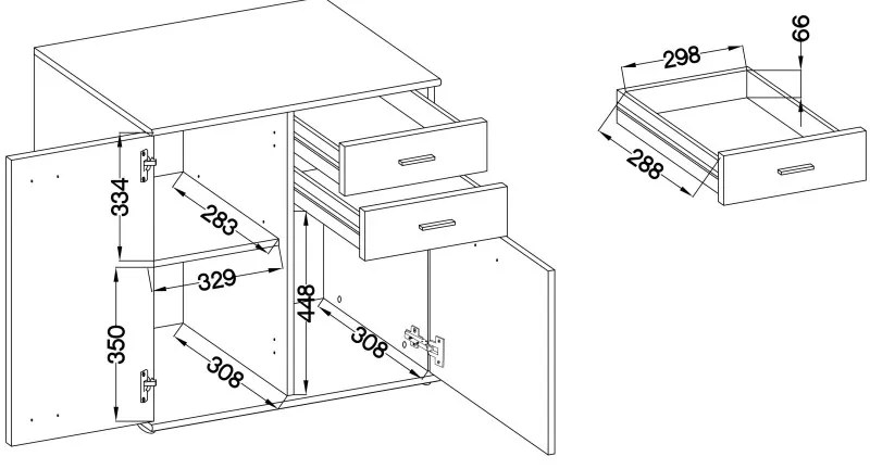 FALCO Komoda kombinovaná Mileta 2 Odstín: Old style/matera