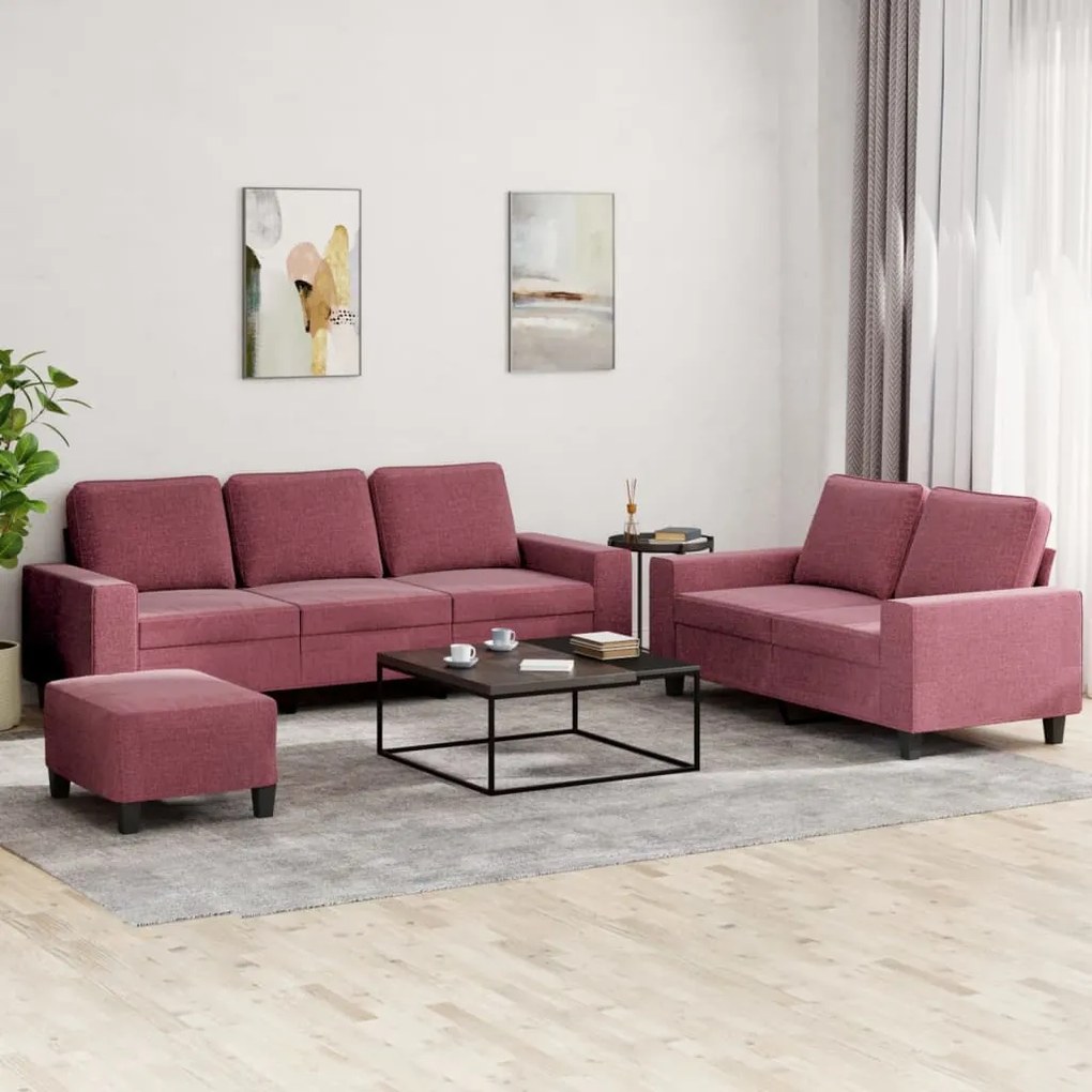 3dílná sedací souprava vínová textil 3201912
