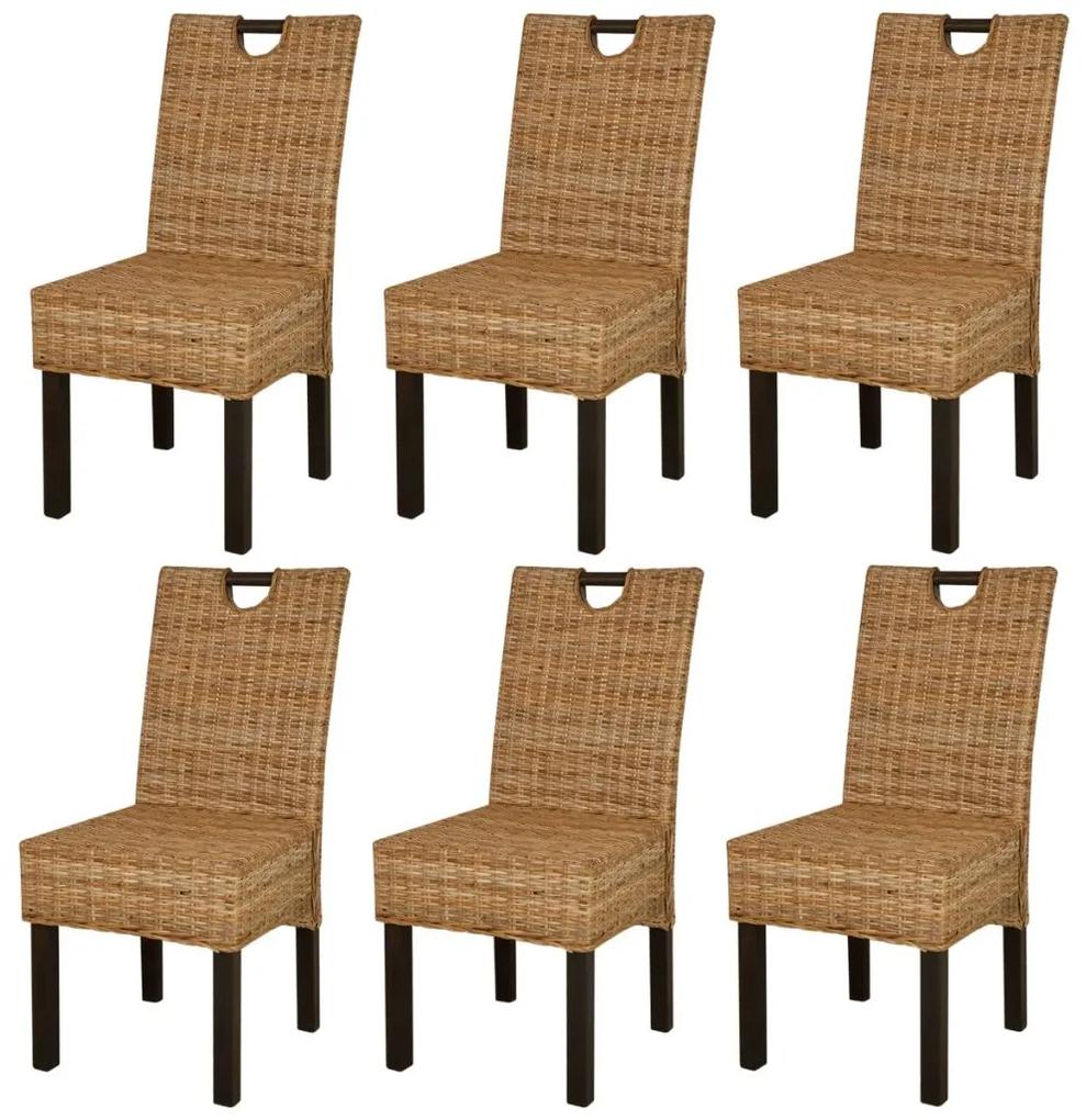 274361 vidaXL Jídelní židle 6 ks ratan kubu a mangovníkové dřevo