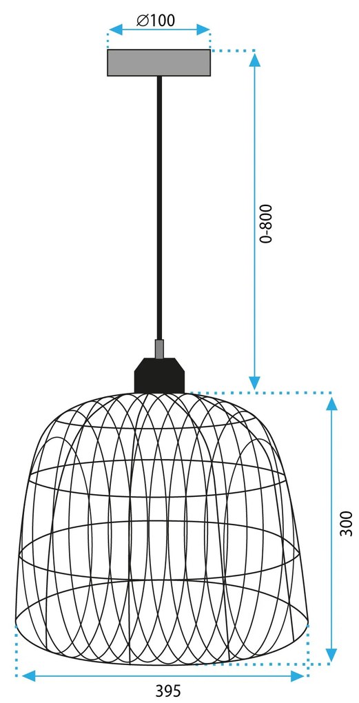 Toolight Boho, stropní svítidlo 40cm 1xE27 APP1352-1CP, černá-přírodní hnědá, OSW-05765