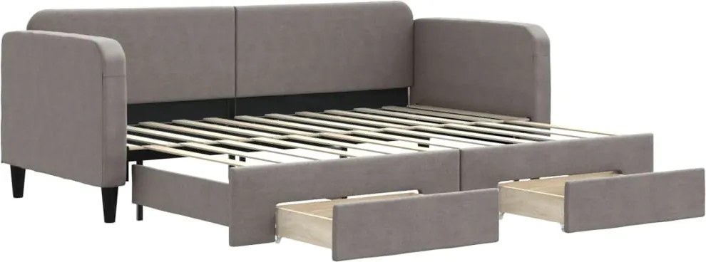 Válenda s přistýlkou a zásuvkami taupe 80 x 200 cm textil 3196850