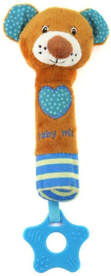 Dětská pískací plyšová hračka s kousátkem Baby Mix medvídek modrý