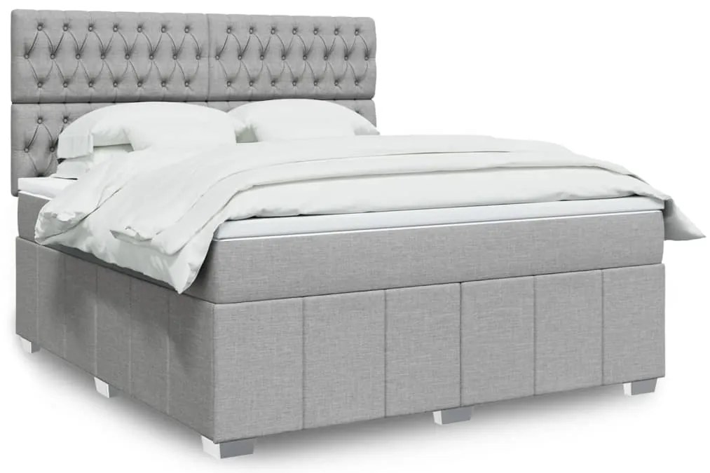 Box spring postel s matrací světle šedá 180 x 200 cm textil 3294054