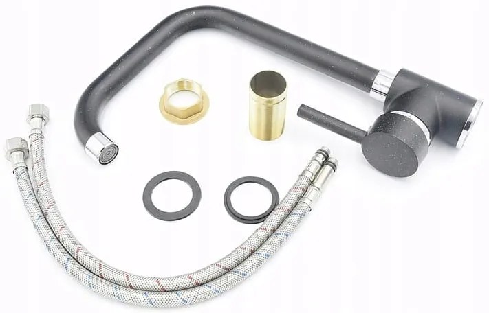 Gamma Steel, stojánková dřezová baterie h-320, černá skvrnitá, GMA-BSK-BP