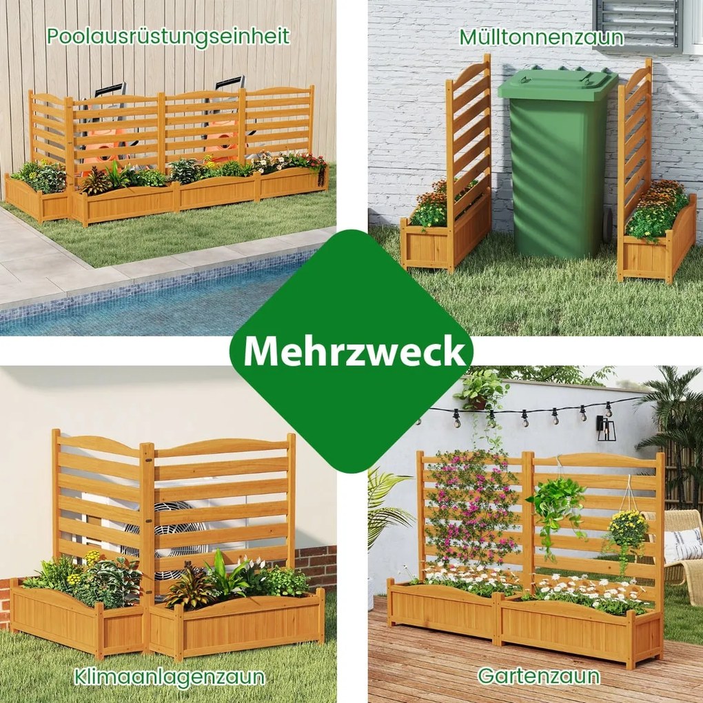 Costway 2 kus dřevěného panelu s truhlíkem na rostliny a drenážními otvory