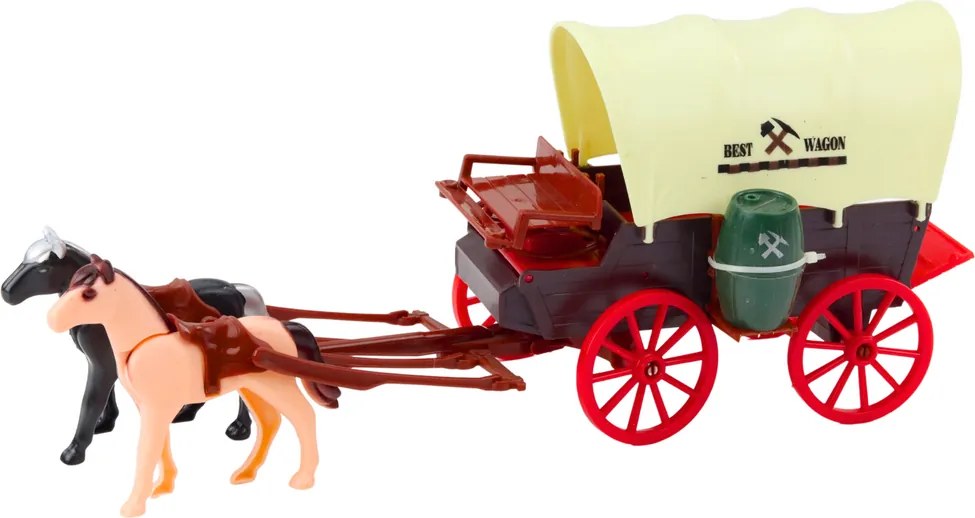 LEAN Toys Sada kovbojských figurek westernový kočár koně palmy