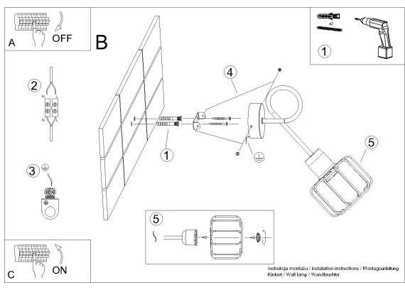 Sollux SL.1117 - Nástěnné svítidlo BELUCI 1xE14/40W/230V černá