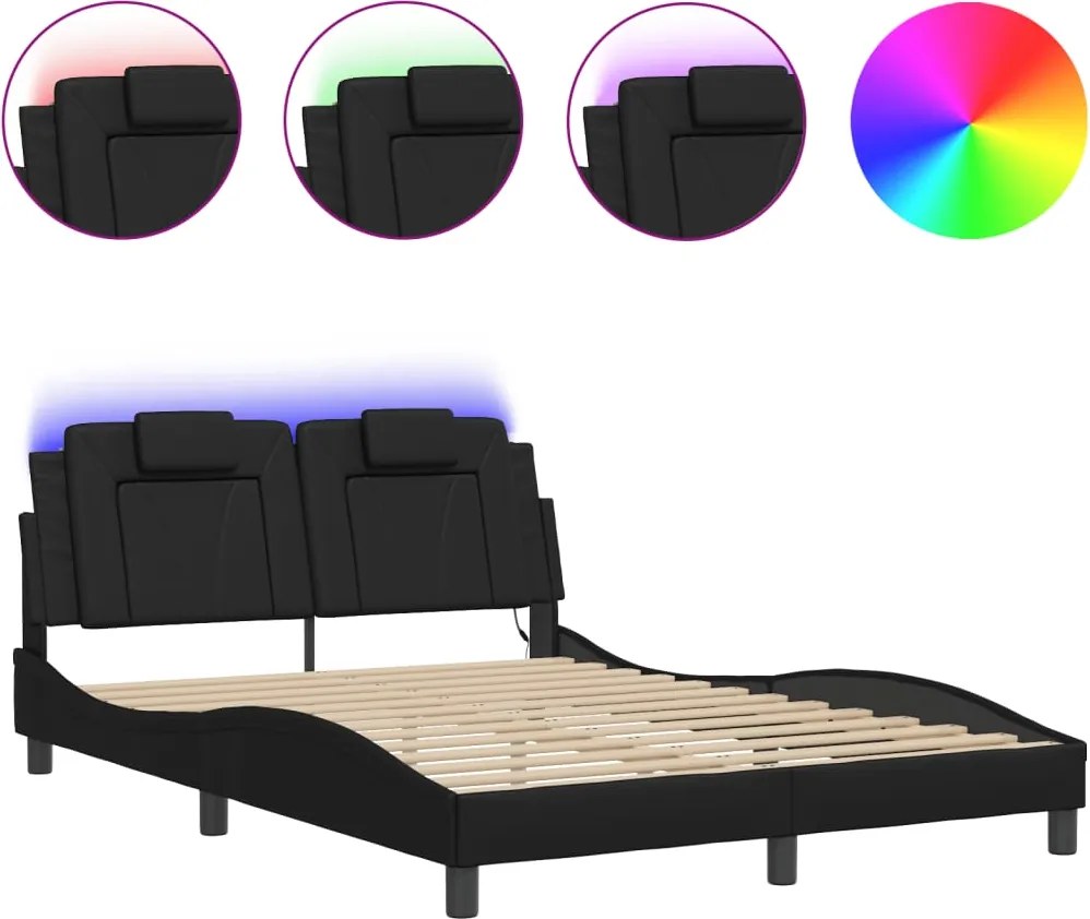 Rám postele Viana s LED bez matrace černý 120 x 200 cm 3214008
