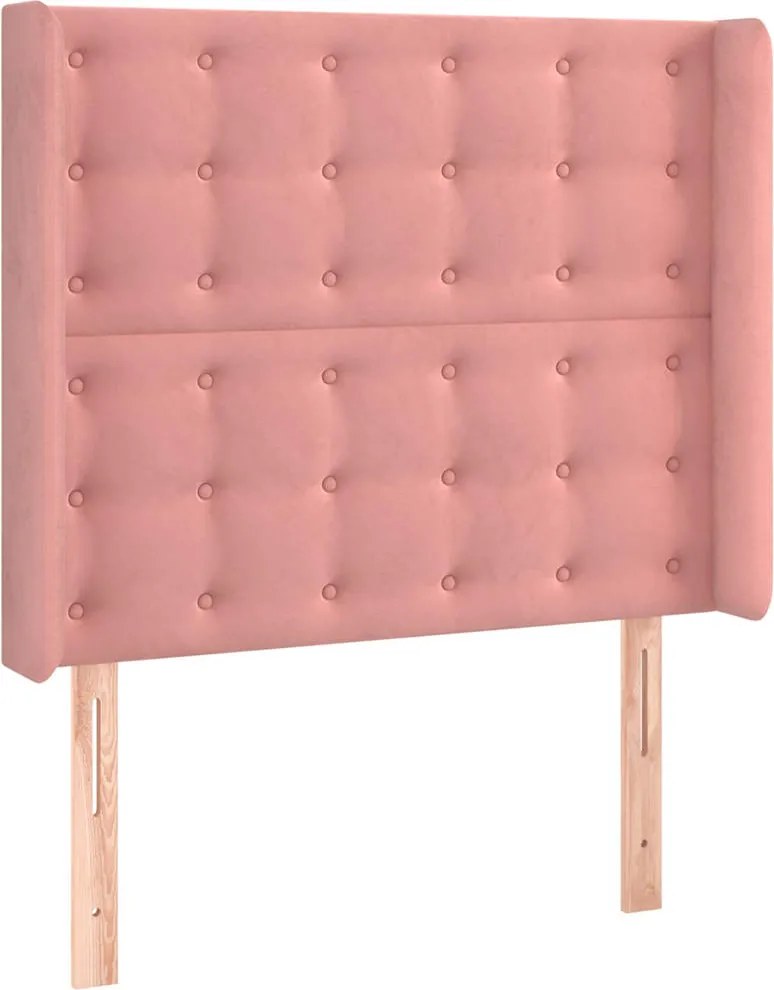 Čelo postele s LED růžové 83 x 16 x 118/128 cm samet 3124517