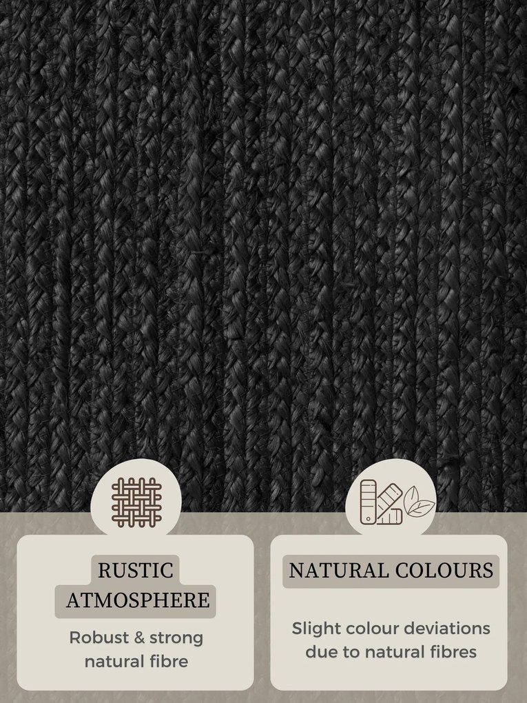 Hanse Home, Kusový koberec Jute Braided 106322 Black ovál, 160x230 ovál, černá, chodba / předsíň