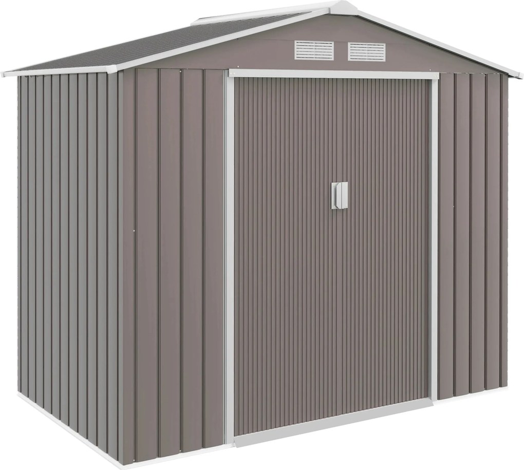 Zahradní domek Outsunny 2,42 m², zahradní dům s gable střechou, posuvné dveře, základna, 213 x 130 x 185 cm, venkovní úložný box z pozinkované oceli,