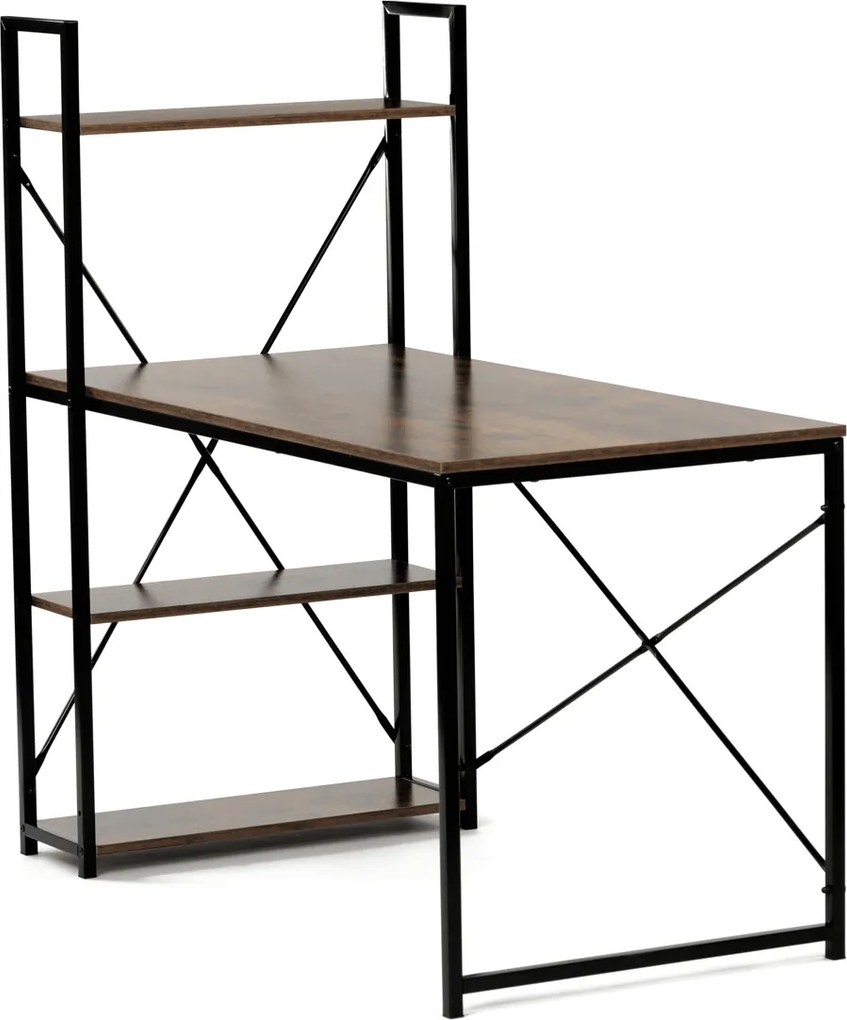 Pracovní stůl AMBIENTE - old wood dekor / černé kovové nohy