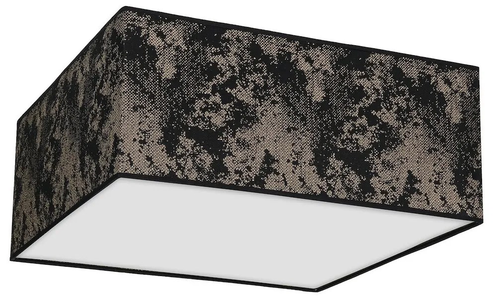 Stropní svítidlo Satino Square, 1x černé/zlaté textilní stínítko, (bílé plexisklo), (50 cm)