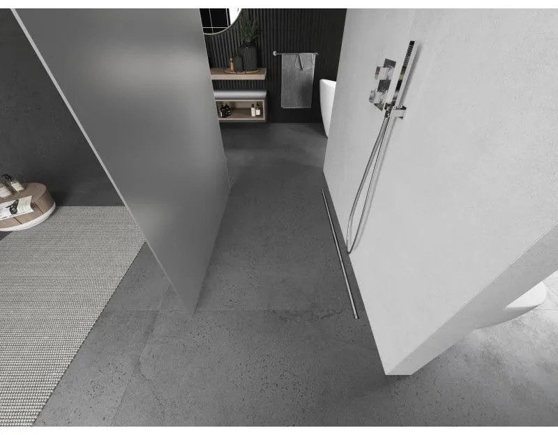 Mexen Kioto, sprchová zástěna Walk-In 110 x 200 cm, 8mm sklo námraza, broušená ocel profil, 800-110-002-97-30
