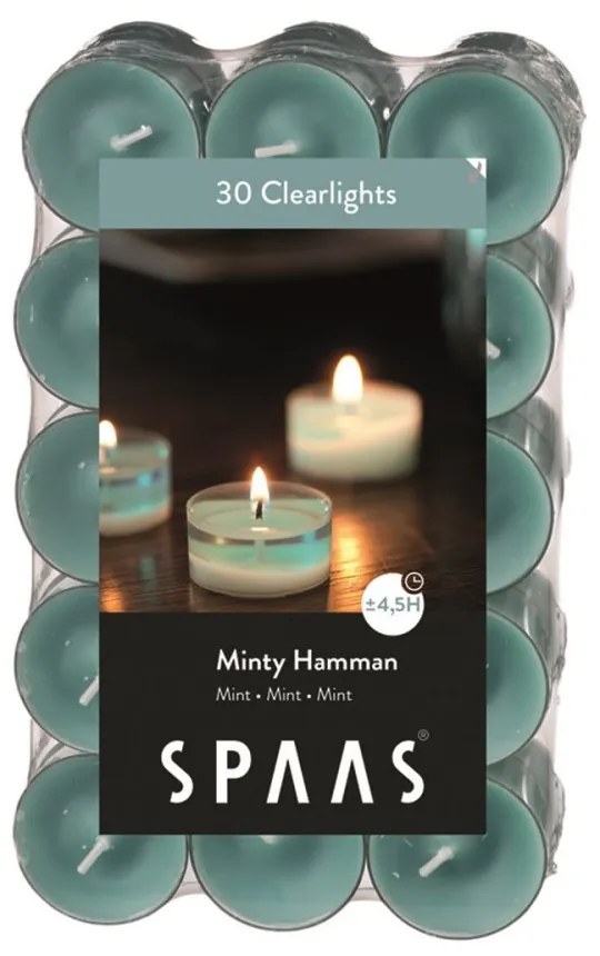 SPAAS Čajové svíčky vonné CLEAR 30ks máta