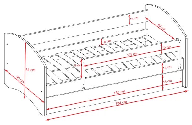Ourbaby Loki postel bez úložného prostoru 140x70 cm bílá