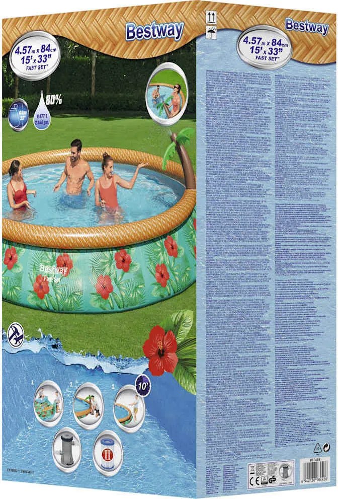 Bestway Fast Set Nafukovací bazénový set Paradise Palms 457 x 84 cm [92846]