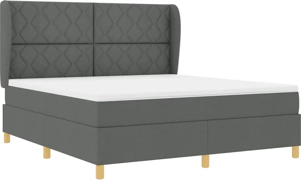 Postel s boxspringem s čelo Tmavě šedá 200 x 180 cm textil 3340831