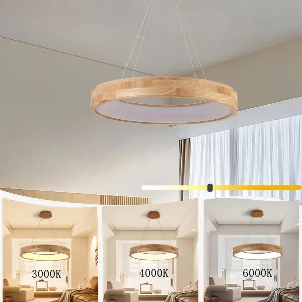 Brilagi -LED Lustr na lanku FALCON WOOD LED/40W/230V 3000/4000/6000K 60 cm dřevo