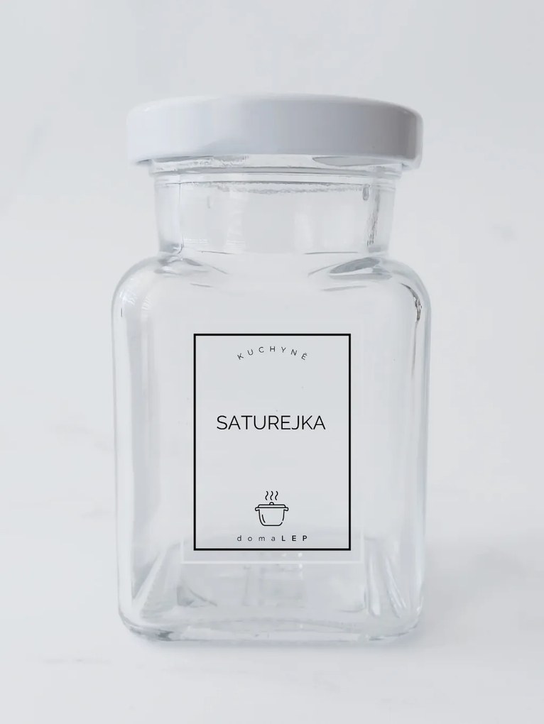 Samolepka na kořenky SATUREJKA průhledná 3 × 4 cm základní písmo