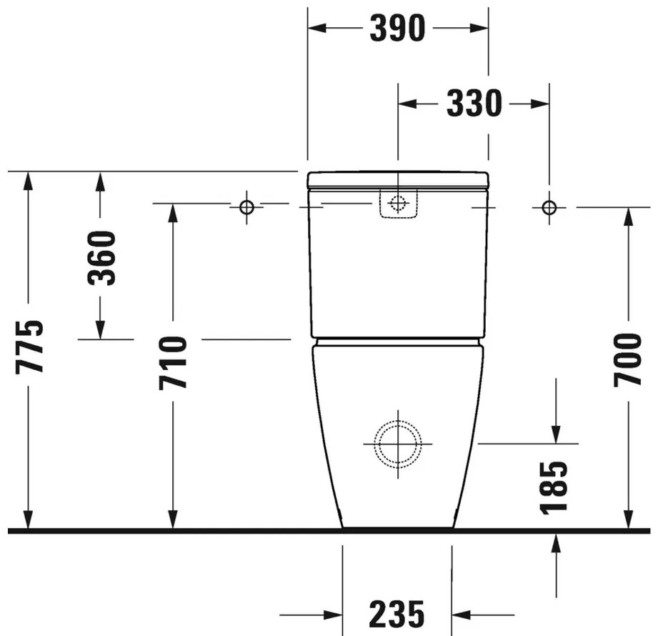 Duravit D-Neo - Stojící WC Kombi Duravit Rimless® s HygieneGlaze 370 x 650 mm, bílá 2002092000