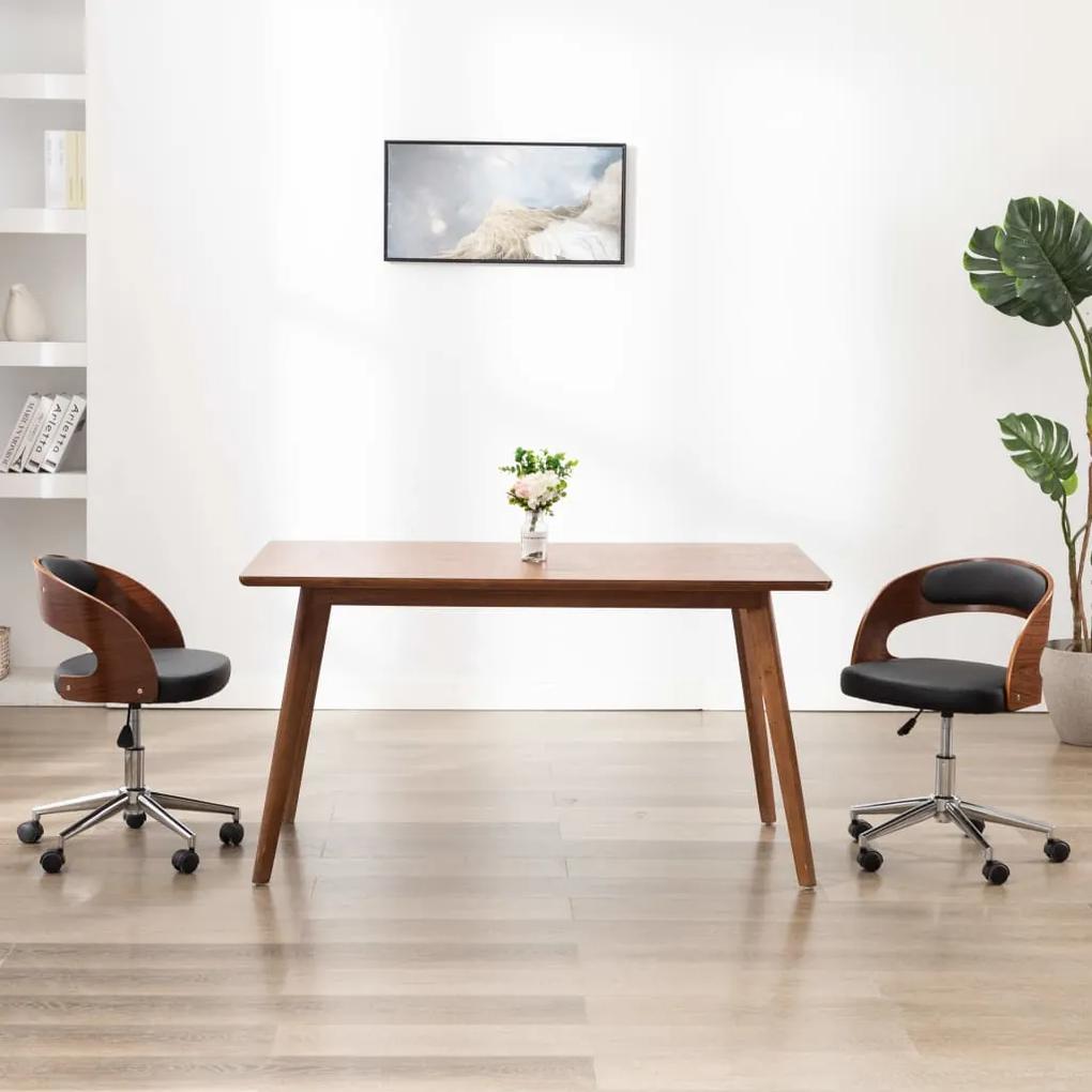 Otočná kancelářská židle černá ohýbané dřevo a umělá kůže,  3054842