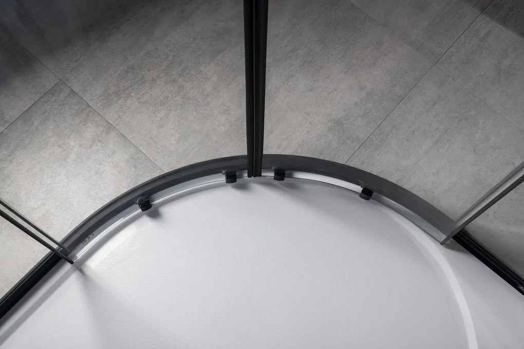 Gelco Gelco, SIGMA SIMPLY BLACK čtvrtkruhová sprchová zástěna 800x800mm, R550, čiré sklo, GS5580B