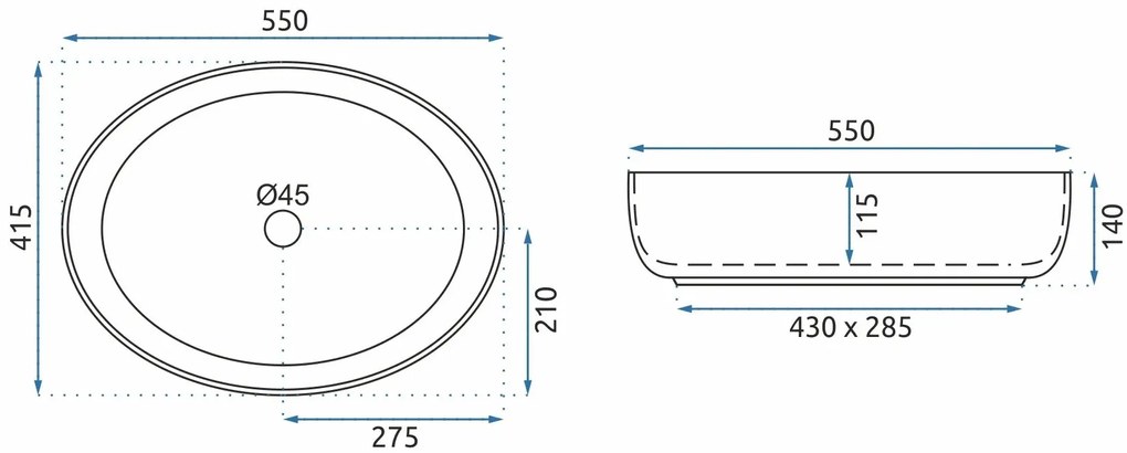 Rea Queen umyvadlo, 55 x 42 cm, imitace kamene-Carrara, REA-U1232