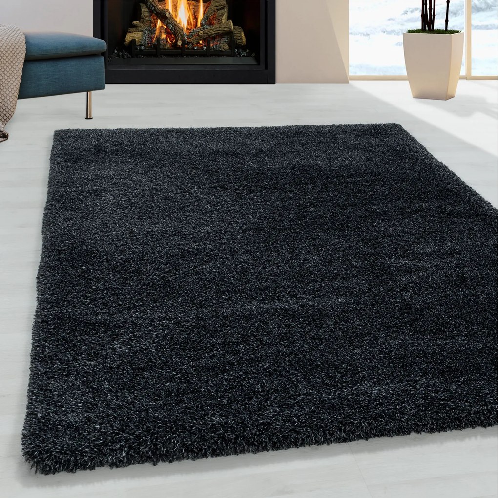 Ayyildiz, Kusový koberec Fluffy Shaggy 3500 anthrazit, 80x150, šedá, ložnice