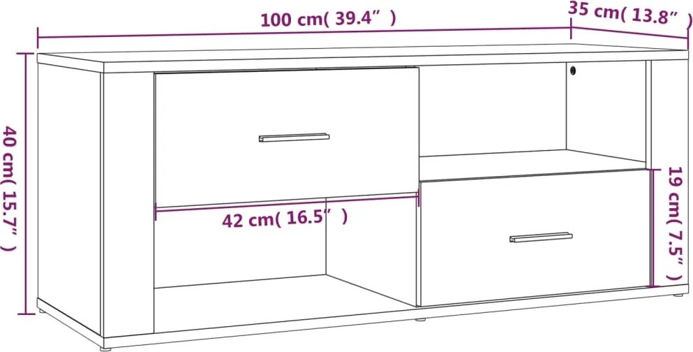 vidaXL TV skříňka 100 x 35 x 40 cm kompozitní dřevo [823106] Barva: kouřový dub