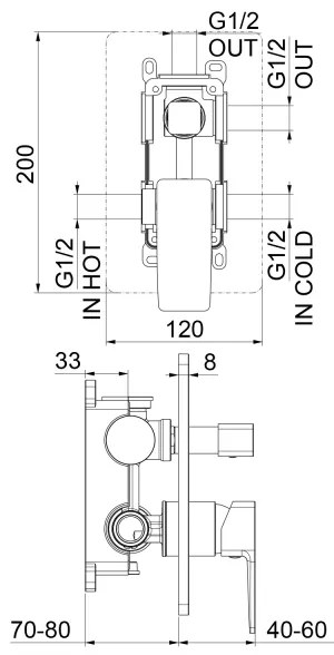 Sapho - Sprchová baterie pro podomítkovou instalaci TURSI lesklý chrom
