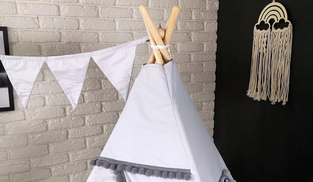 Dětský stan TEEPEE (TÝPÍ) SUPERIOR s doplňky - ŠEDÝ